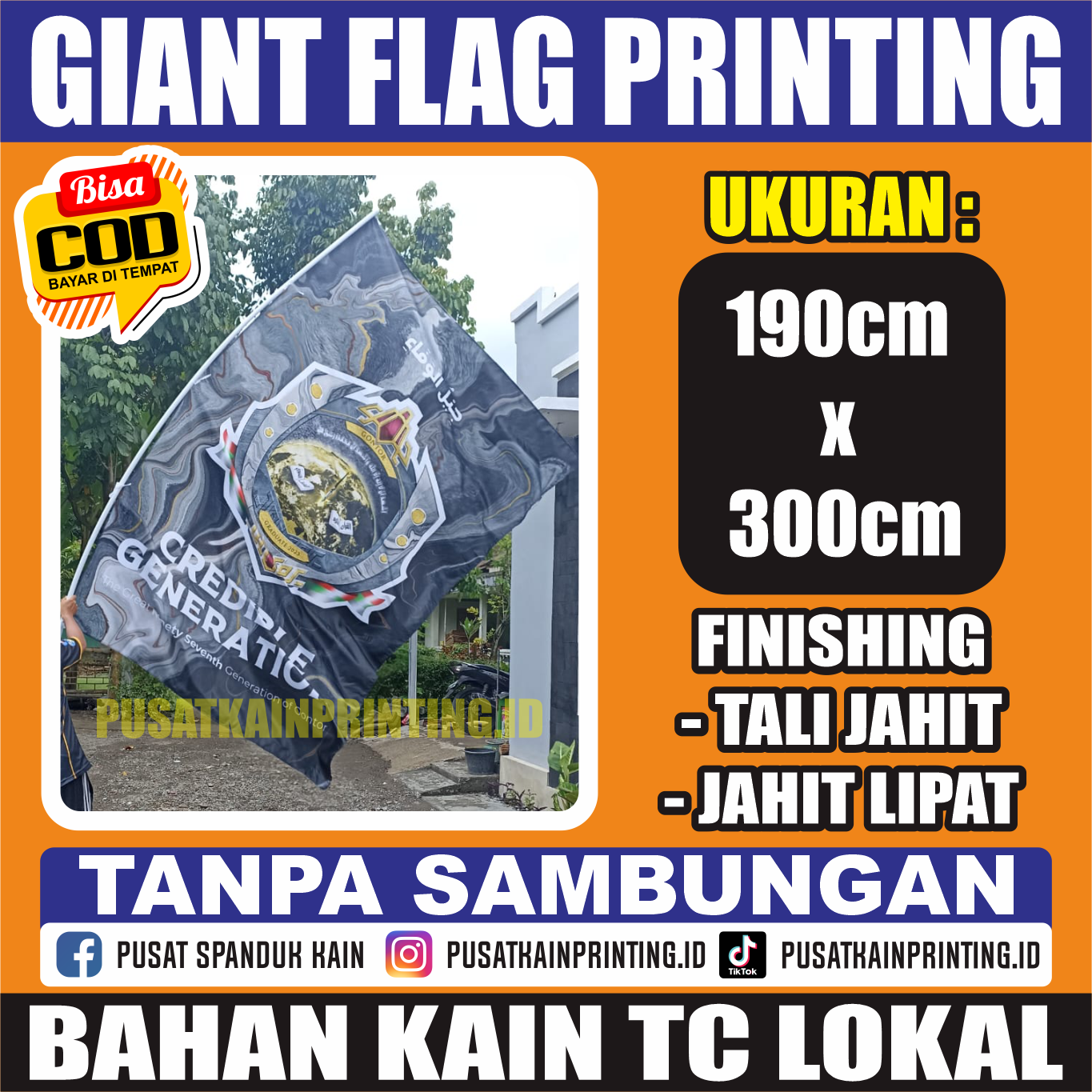 Contoh Giant Flag Ukuran 200 x 300 Alias 2m x 3m, Berapa Harganya ...